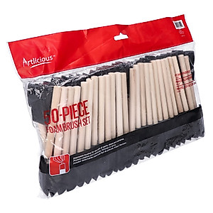 Artlicious Foam Brush Set - Pack of 50 Disposable, 1-inch Sponge Paint Brushes for Acrylic Painting, Staining, Varnishes & DIY Craft Projects - Art Supplies﻿