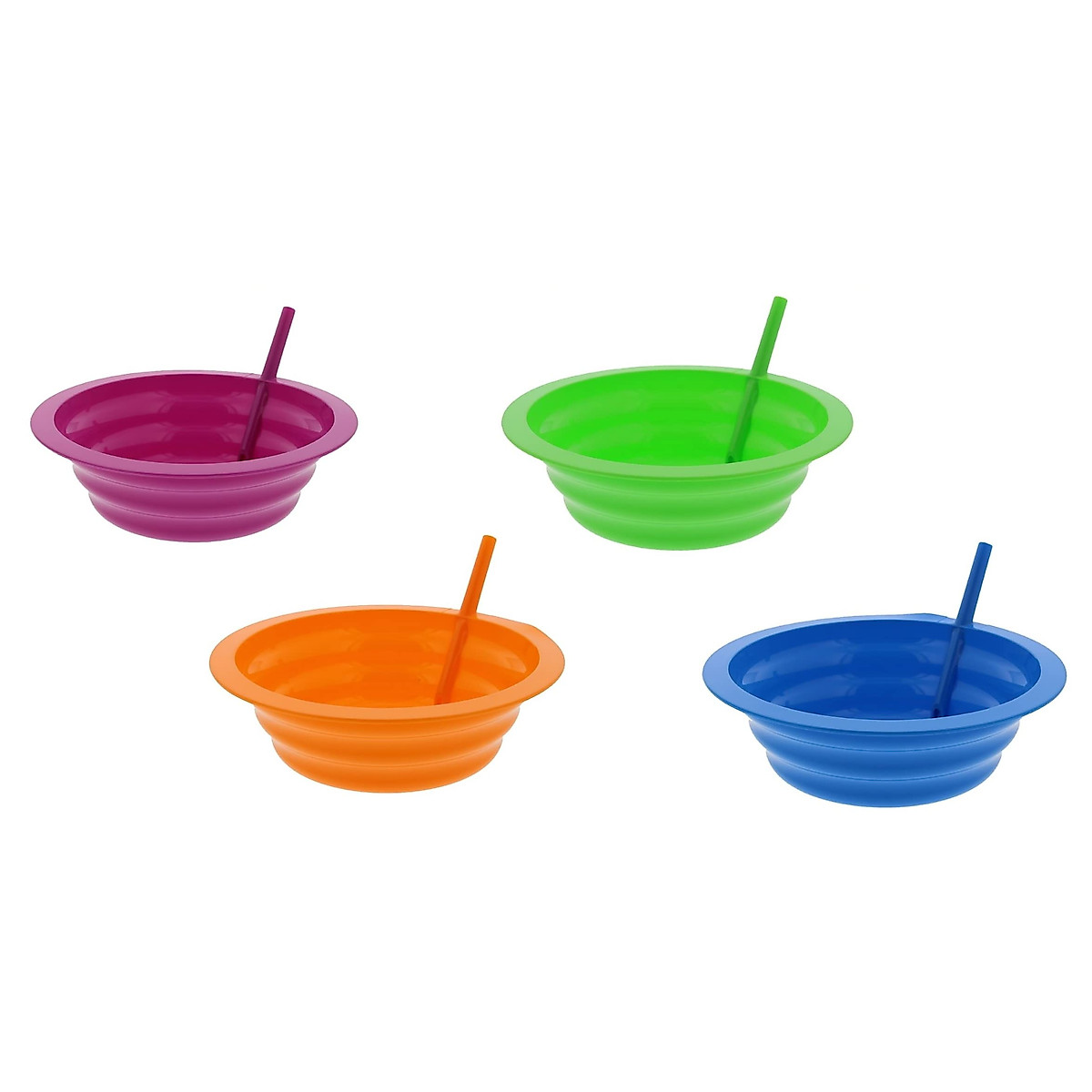 Mess-Free Sip-A-Bowl: Kids' Straw Bowls, 4-Pack, USA Made