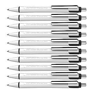 Schneider Slider Xite XB (Extra Broad) Ballpoint Pen, Refillable + Retractable, 1.4 mm, White Barrel w/Blue Accents, Black Ink, Box of 10 Pens (133201)