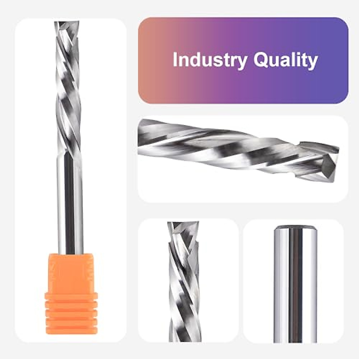 SpeTool Spiral Compression Router Bits 1/4" Shank,1-1/4Inch Cutting Length, Extra Long 3 Inch OVL,Carbide UP Down CNC Router Bits End Mill for Wood Mortises Carving Engraving