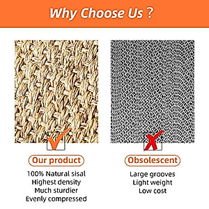 Lahas Cat Scratch Pad,Scratching Ramp,Cat Floor Scratcher,100% Natural Sisal,Wooden Structure,Cat Toy