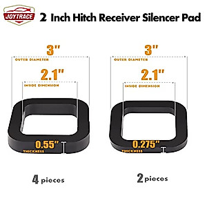 6 Pack - Multiple Size Combination，2 Inch Hitch Receiver Silencer Pad - Compatible with Most 2 Inch Trailer Hitch Receiver