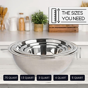 Meal Prep Stainless Steel Mixing Bowls Set, Home, Refrigerator, and Kitchen Food Storage Organizers | Ecofriendly, Reusable, Heavy Duty By WHYSKO