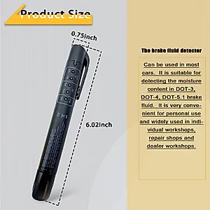 Brake Fluid Liquid Tester Pen,1PC DOT 3 DOT 4 DOT 5.1 Brake Fluid Liquid Tester Pen, Car Diagnostic Testing Tool with 5 LED Indicators, Hydraulic Fluid Liquid Oil Moisture Analyzer