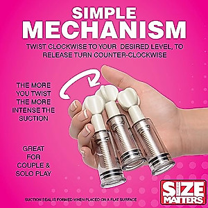 Size Matters Twist Up Nipple and Clitoris Suction Devices, Transparent, 3 Count (Pack of 1) (AC914)