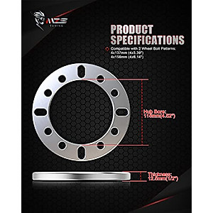 MZS Wheel Spacers, 1/2" Thick 4x137 4x156 ATV UTV Flat Wheel Accessories Parts fit 4 lug SxS 4x4 Off-Road Vehicles with Hub Bore 115mm