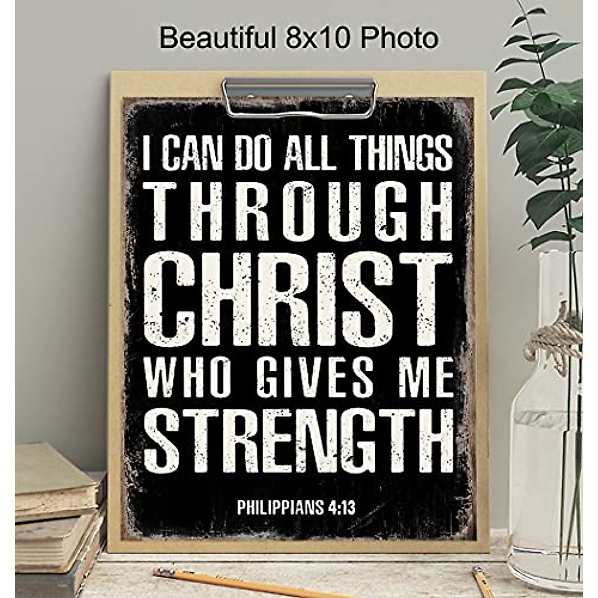 I Can Do All Things Through Christ - Philippians 4 13 - Religious Wall Decor - Christian Gifts for Men - Catholic Gifts - Inspirational Bible Verses Wall Decor - Scripture Wall Art - Jesus Wall Decor