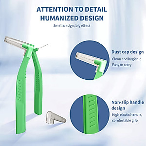 80 Count Interdental Brush Cleaners Dental Brushes Toothpick Tooth Flossing Head Oral Dental Hygiene Brush Interdental Angle Brushes with Portable Case Easy Use for Tooth Cleaning (Green, Tight Teeth)