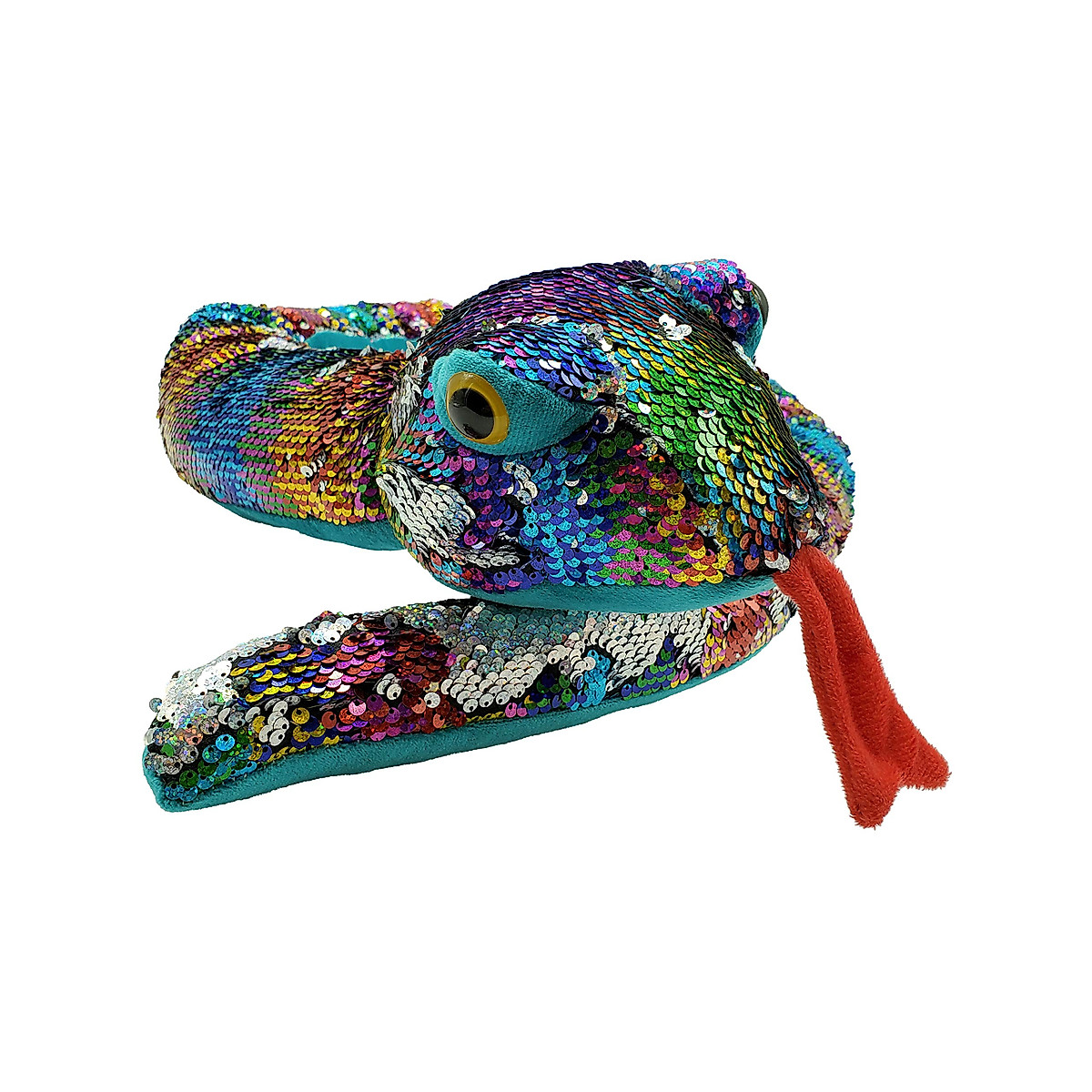 LMC Products Rainbow Flip Sequin Stuffed Snake - Reversible Sequin Pet Snake Stuffed Animal - Giant 60 inches long
