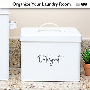 Ilyapa Laundry Pods Container, Laundry Pod Holder, Galvanized Dishwasher Pod Container, White Farmhouse Laundry Pod Storage Container for Kitchen Laundry Room, Detergent Organizer Containers