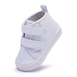 BMCiTYBM Baby Canvas Shoes Boys Girls Walking Sneakers Infant First Walkers Anti-Slip 6 9 12 18 24 Months White 12-18 Months Toddler