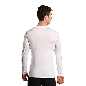 Sanke, 3 Pack Mens Compression Shirt Long Sleeve UV Protection Cooling Dry Fit Shirts Workout Baseball Undershirt, 3 Pack: White, Large