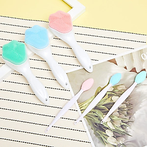 3 Pieces Silicone Face Scrubber, exfoliating Brush, Handheld Silicone Facial Cleansing Brush with 3 Pcs Double Sided Lip Scrub Brush Face Cleansing Brush Tools for Face Skincare(Fresh)