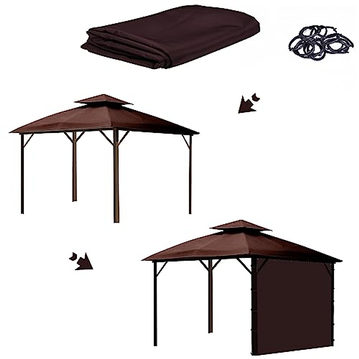AONEAR Gazebo Privacy Curtain with Zipper Side Wall Universal Replacement for 10' x 12' Gazebo, Patio, Outdoor Canopy, Garden and Backyard, Coffee Brown (1-Panel Curtain Only)