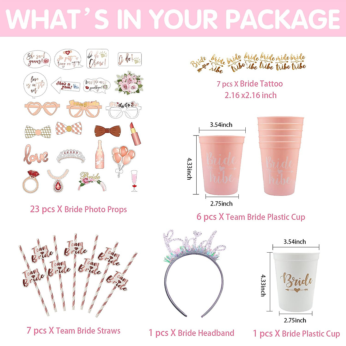 HYOWCHI Bachelorette Party Favors - Bachelorette Party Decorations Include Bride Sash, Sunglasses, Makeup Bags, Cups, Koozies, Photo Props, Headband, Scrunchies, Bridal Shower Decorations Supplies