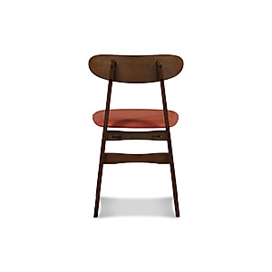 New Classic Furniture Morocco Mid-Century Modern Dining Chair (Set of 2), Orange Cushions, Walnut Brown Finish