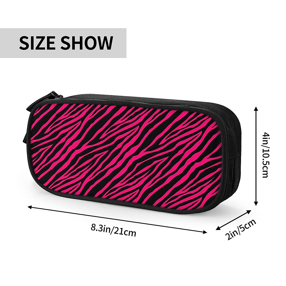 HUZEIMINniu Pink And Black Zebra Print Pencil Case Pencase Pencil Bag Pouch Box Portable Pen Bag For Office