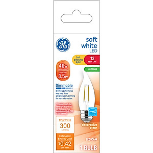 GE Lighting LED Decorative Light Bulbs, 3.5 Watt (40 Watt Equivalent) Soft White, Medium Base, Dimmable (4 Pack)