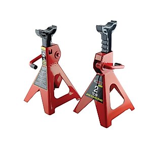 K Tool International 61201 2 Ton Automotive Jack Stands for Garages, Repair Shops, and DIY, Lightweight, 4,000 lbs. Capacity, Heavy Duty Steel Frame, Adjustable Height 10.75"-16.73", Red/Black, Pair