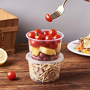 FULING [50 Set - 16 oz. Plastic Deli Disposable Food Storage Containers With Airtight Lids …