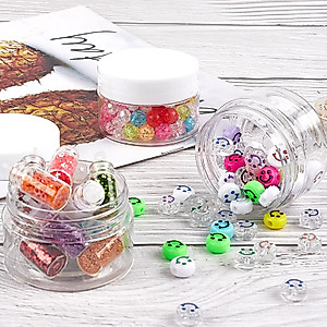 TUZAZO 1 OZ Plastic Jars Round Clear Cosmetic Container Jars with Lids and Labels, 12 Pack Small Plastic Jars for Lotion, Cream, Ointments, Makeup, Glitters, Samples, Travel Storage