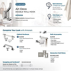 Amerock H3700526 | Aliso Double Prong Decorative Wall Hook | Polished Chrome Hook for Coats, Hats, Backpacks, Bags | Hooks for Bathroom, Bedroom, Closet, Entryway, Laundry Room, Office