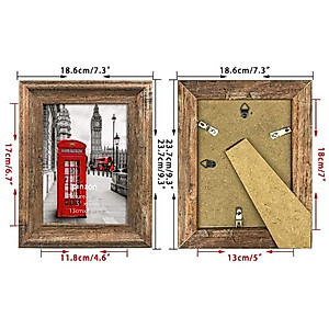 Amazon Brand – Pinzon 2 Pack Picture Frames 5x7, Rustic Distressed Photo Frame for Wall Hanging or Tabletop Display, Brown (Set of 2)