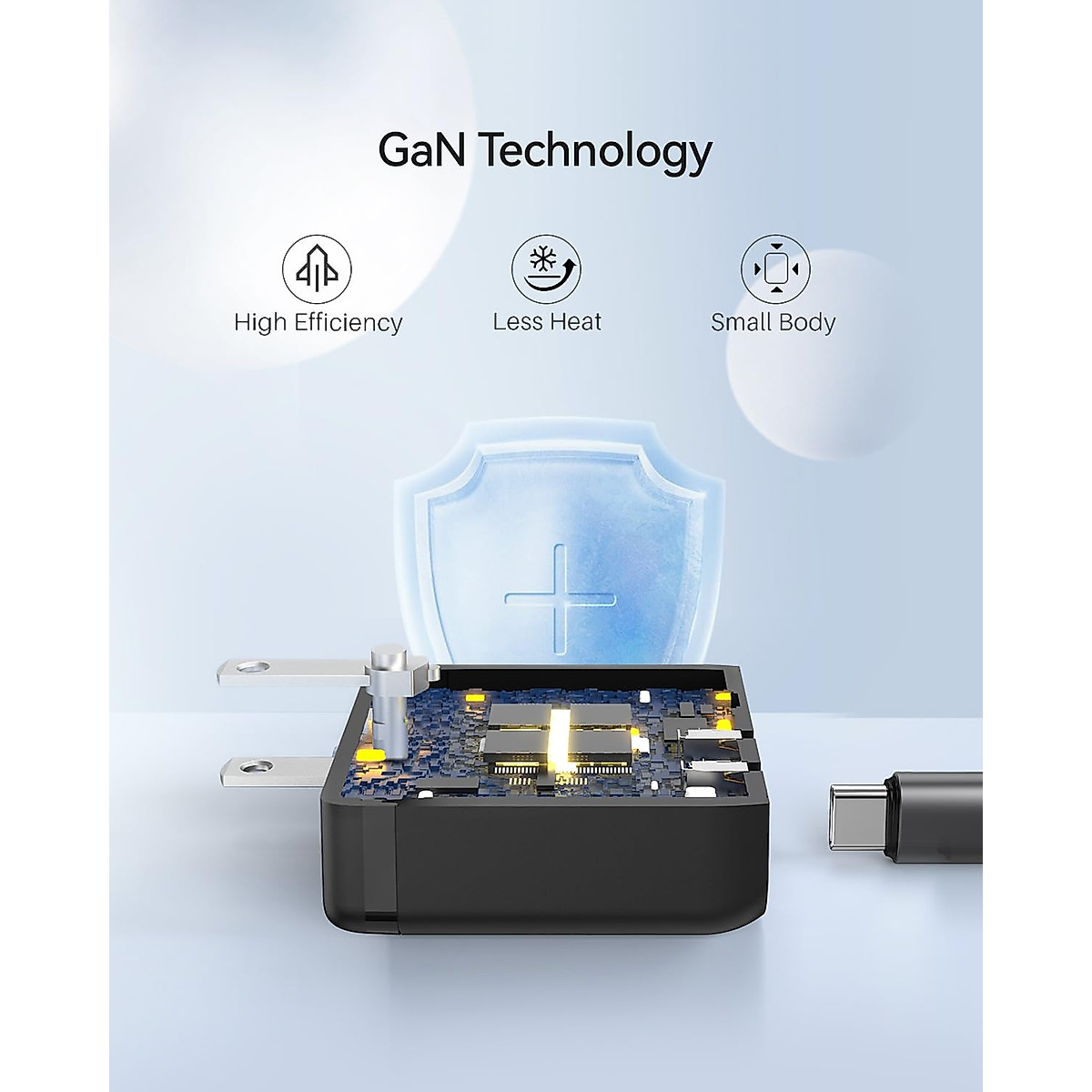 45W USB C Charger, K&ZZ Dual USB-C GaN Charger Foldable PD Super Fast Charger Block Compact Type C Wall Charger for iPhone 15/ 15Pro, Galaxy S23 Ultra/ S22/ Note, MacBook, iPad (45W, Black)