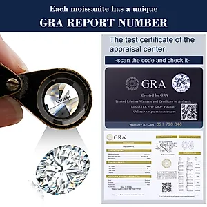 0.3CT-10CT Moissanite Loose Stones D Colorless VVS1 Clarity Round Brilliant Cut Lab Created Simulated Diamond Gemstones for Ring Earrings Pendant Bracelets Jewelry Making Gifts with GRA Certificate,