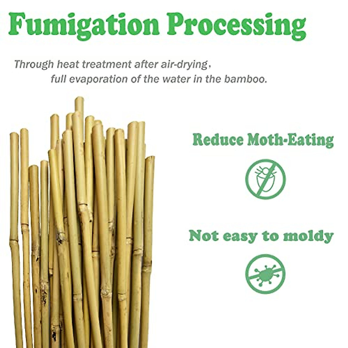 Jollybower 16 in Bamboo Stakes, Plant Stakes, Natural Garden Stakes for Tomato, Bean, Flowers,Trees Potted and Climbing Plant Support-Pack of 30 Bamboo Stick, Diameter of 1/4”