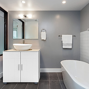 Pedestal Under Sink Storage Vanity with 2 Doors Traditional Bathroom Cabinet Space Saver Organizer White Pedestal Sink Storage Cabinet, Under Sink Cabinet, Bathroom Vanity Cabinet Great for Bathroom