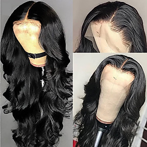 20 Inch Lace Front Wigs Human Hair Body Wave 13x4 Lace Frontal Wig 180% Density Unprocessed Brazilian Virgin Human Hair Pre-Plucked for Black Women Free Part Natural Color (body wave wigs, 20 Inch)