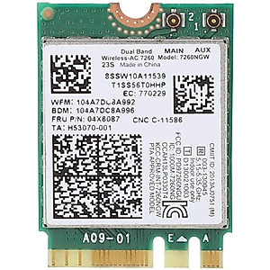 Dual Band Wireless-AC 7260 NGFF M2 Use for Intel AC 7260NGW 802.11ac 2x2 Wi-Fi + Bluetooth 4.0 Compatible with Lenovo Thinkpad T440 T540 X240 W540 L540 L440 Fru: 04X6007