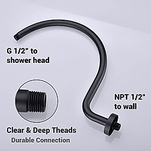 TRUSTMI S Shaped Shower Arm with Flange 17 Inch Extension with 6 Inch High Rise Gooseneck Arm for Rainfall Shower Head, Wall Mounted, Oil Rubbed Bronze