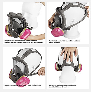 WjjWff Full Face Respirator Mask - Gas Mask With 60926 Activated Carbon Air Filter，For epoxy resin，grinding, hazardous waste handling, paint preparation, petrochemical, pharmaceuticals, welding