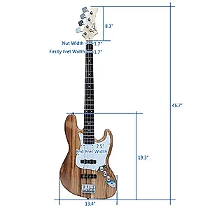 Glarry Gjazz Electric Bass Guitar 4 String Full Size for Beginner Right Hand with Shoulder Strap, Wrench Tool, Power Line and Bag (Burly Wood)