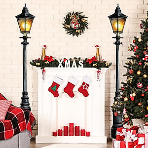 Honoson 2 Pcs 6' Tall Christmas Lamp Post Cardboard Cutouts Large Lamppost Photo Props Street Light Wall Decorations for Christmas Village Fairy Garden Dollhouse Wall Backdrop Indoor Party Supplies