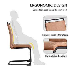 BAOPIN Modern Dining Chairs Set of 4, Brown Side Dining Room Chairs, Armless Kitchen Chairs with Faux Leather Padded Seat High Back and Sturdy Chrome Legs, Chairs for Dining Room,Kitchen,Living Room