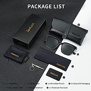 Zeelool Square Polarized Sunglasses for Women Men Aluminum Magnesium Frame Sun Glasses UV400 Protection Unisex Shades ZSM0064