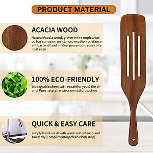 AOOF Wooden Spatula for Cooking, 6Pcs Natural Acacia Kitchen Utensil Set, Slotted, Spreader,Heat Resistant Non Stick Wood Cookware for Mixing,13(01)