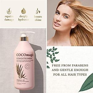 Cocomagic Conditioner with Coconut Oil and Botanical Extracts – Deeply Hydrates and Restores Shine | Paraben-Free, Gentle for All Hair Types (32 Oz)