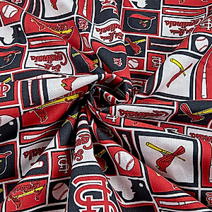 MLB Cotton Broadcloth St. Louis Cardinals Black/Red, Fabric by the Yard