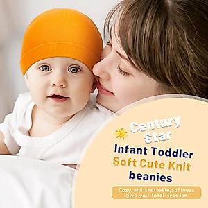 Century Star Baby Beanie Hats Newborn Infant Toddler Beanies for Girls Boys Soft Knit Kids Beanies Cap Nursery Beanie 1Pc Neon Yellow 0-12 Months