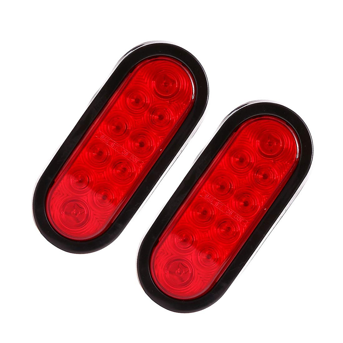CZC AUTO 6'' LED Waterproof Oval Red Trailer Lights Rear Stop Turn Signal Parking Tail Brake Lights for Trailer Truck RV (Red, 2 Pack)