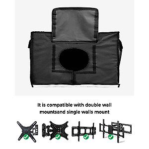 Outdoor TV Cover - Christmas Snow Eve Scene Santa Reindeer Moon Waterproof and Weatherproof 40"-43" LCD Movable Shield TV Display Screen Protector Outside Television Covers