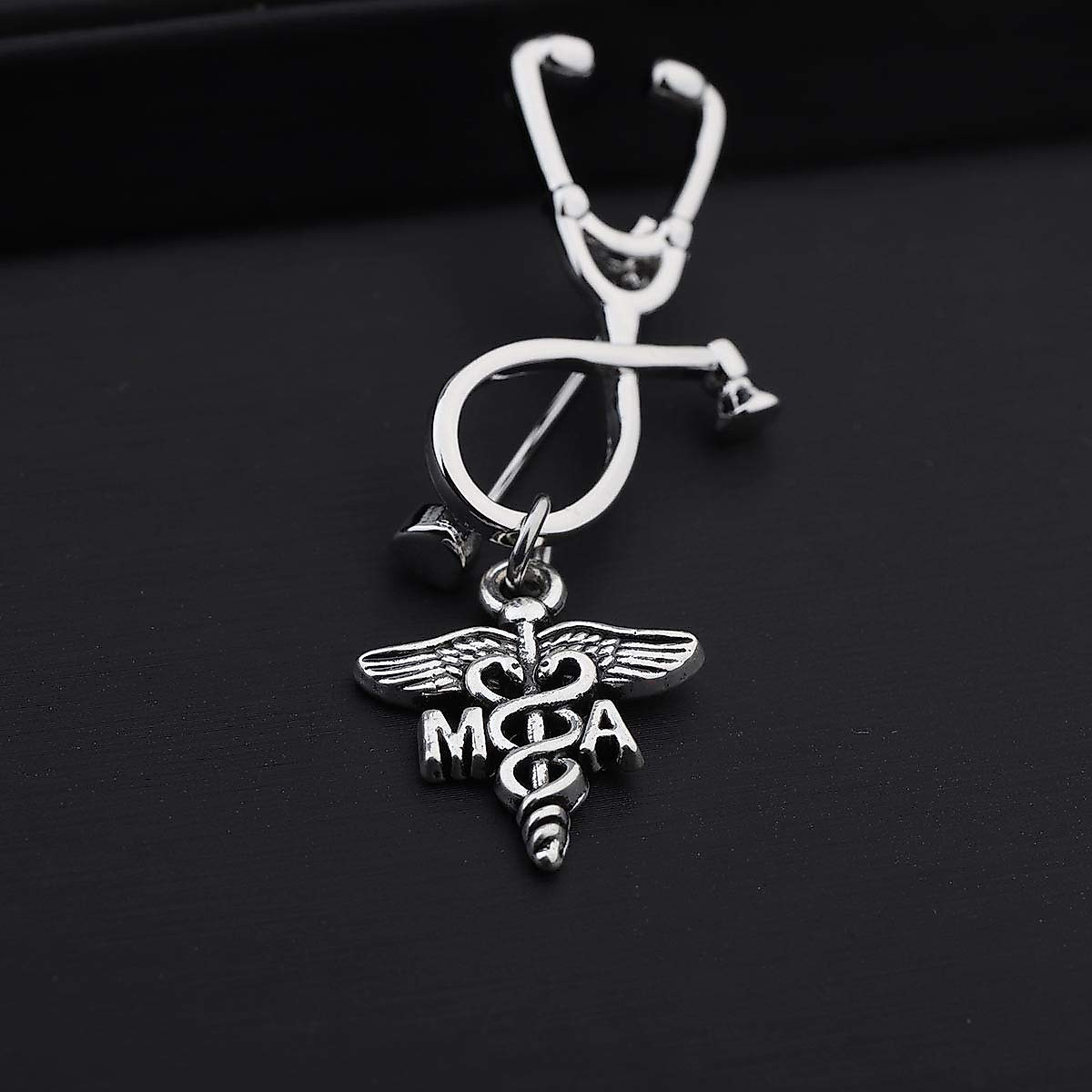 Medical Stethoscope Brooch Pins for Doctor Nurse Medical Students Medical Caduceus Gift For RN,PA,MA,LPN,LVP,NP,Vet (Copper MA Brooch)