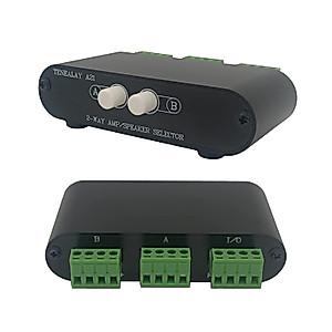 TENEALAY 2-Way Stereo Amplifier Speaker Selector, AB Speaker Switch 2 Zone Distribution, Amp Switcher Box, SPK Controller A21