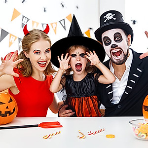 JNYLLN 4Pcs Halloween Witch Broom, Halloween Cosplay Dress Up Costume Halloween Witch Hat Halloween Witch Broomstic Props Cute Witch Broom (Orange)