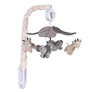Lambs & Ivy Baby Jungle Animals Gray/Tan Musical Crib Mobile Soother Toy