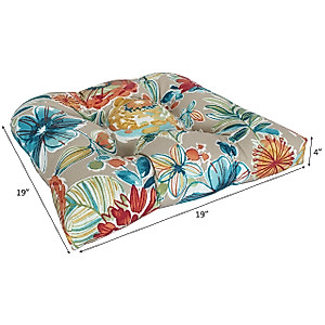 RULU Set Outdoor/Indoor Set of 2 Wicker Seat Cushion 19 inch x 19 inch x 4 inch Colsen Sonoma, Standard, Multi